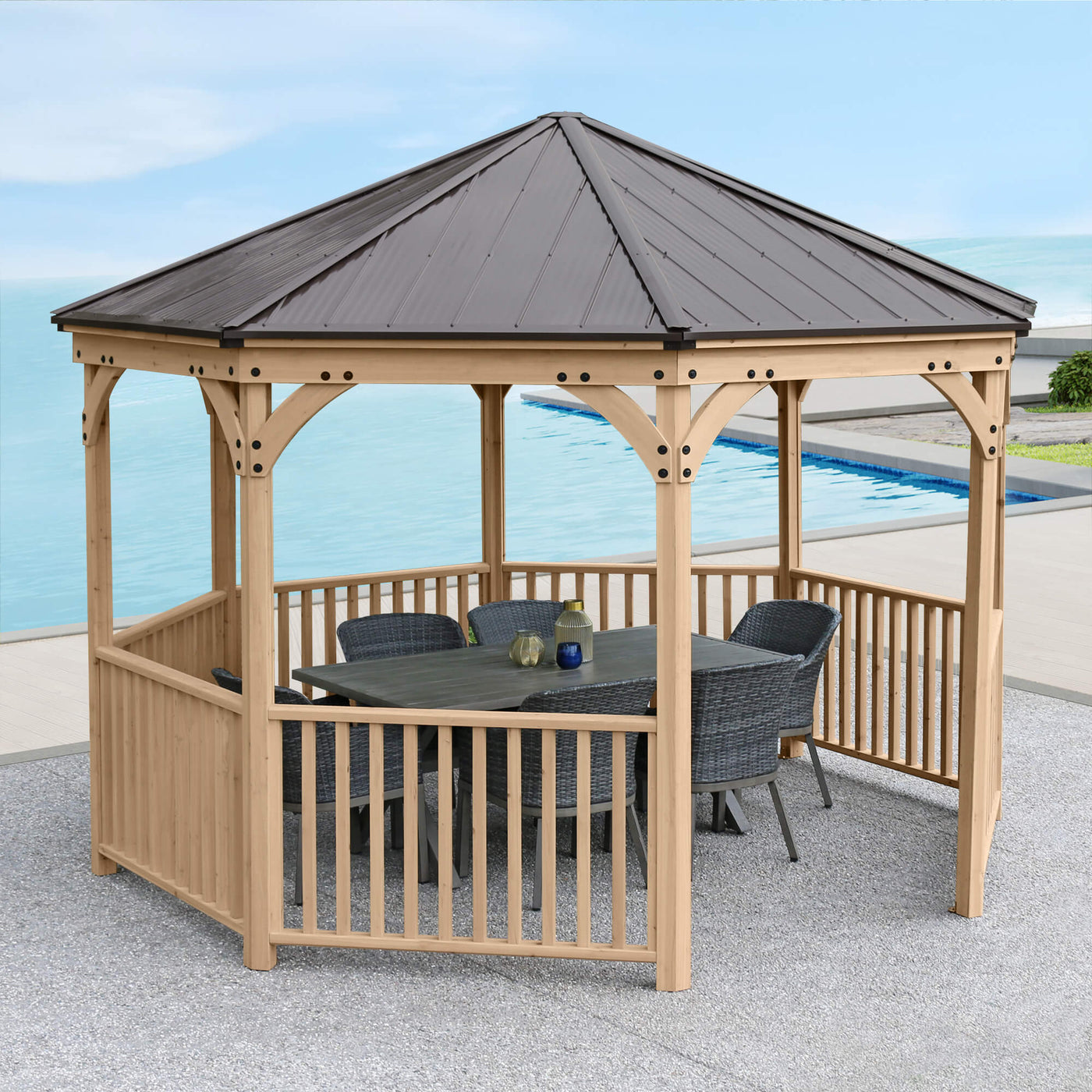 Yardistry 12 ft Meridian Octagon Gazebo- Create Your Outdoor Sanctuary ...