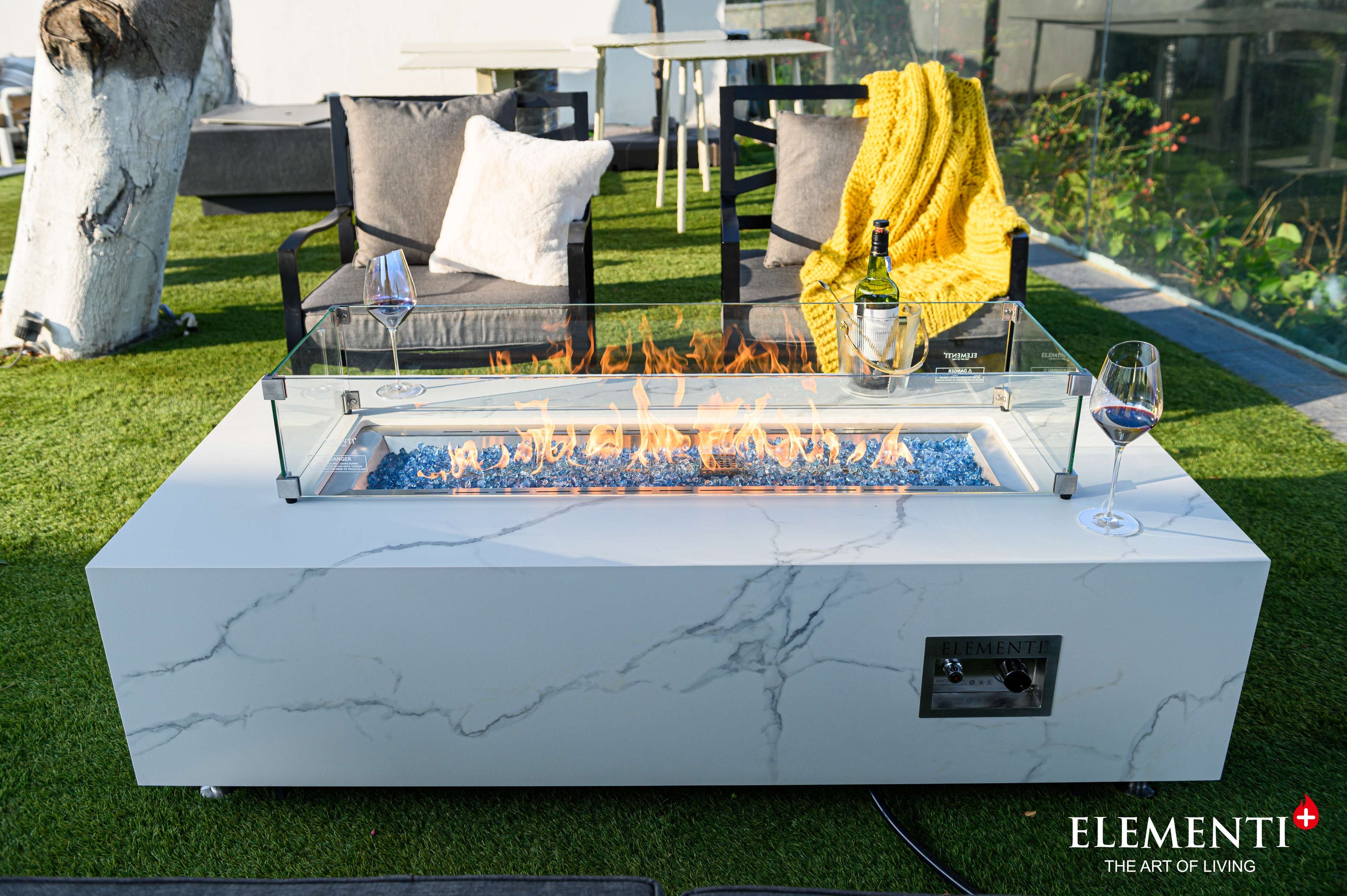 Elementi Plus Carrara Marble Pocelain Fire Table - Shop Now! — Backyard ...