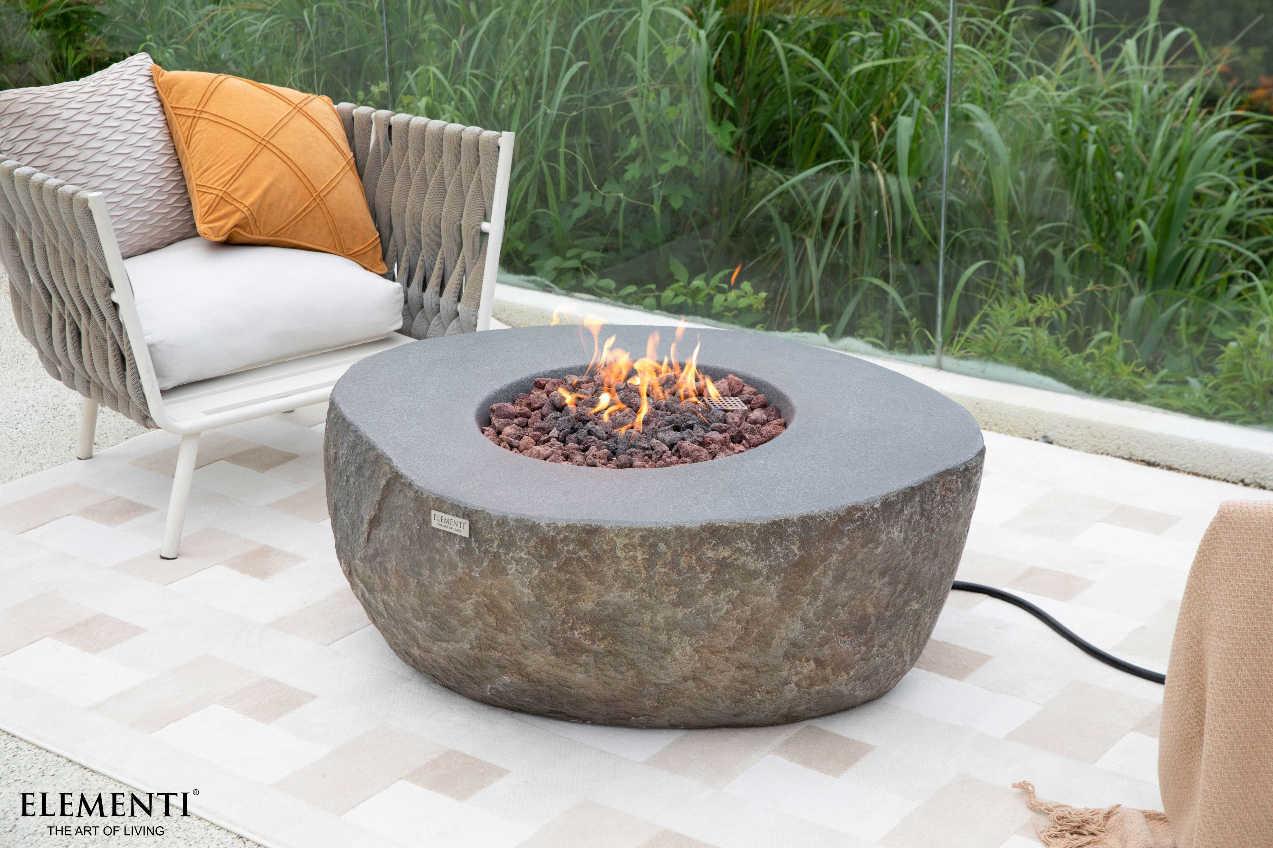Elementi Boulder Fire Table - Clean Flame, 45,000 BTUs — Backyard Oasis