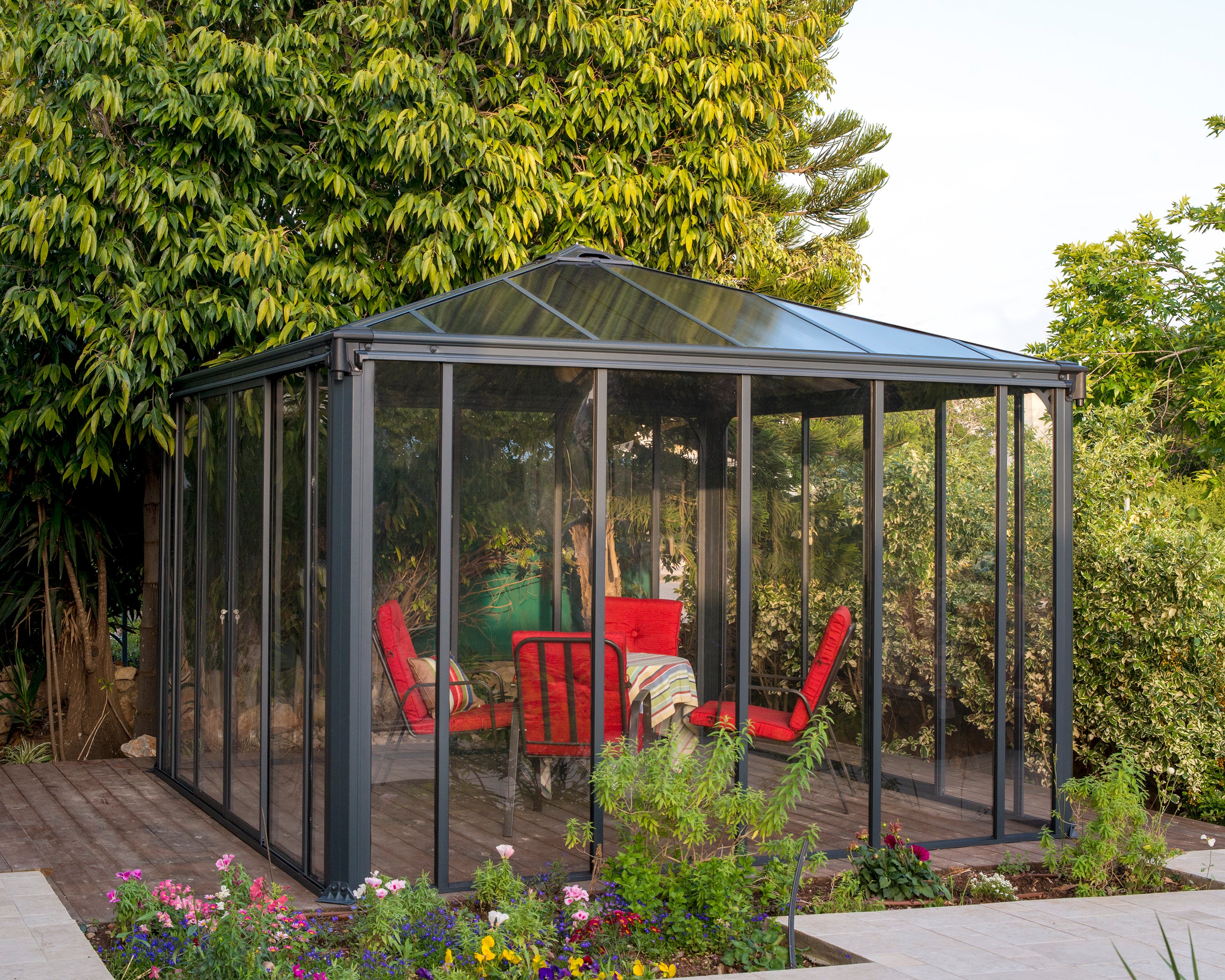 Canopia Ledro Enclosed Gazebo w/ Screen Doors - Year-Round Retreat ...