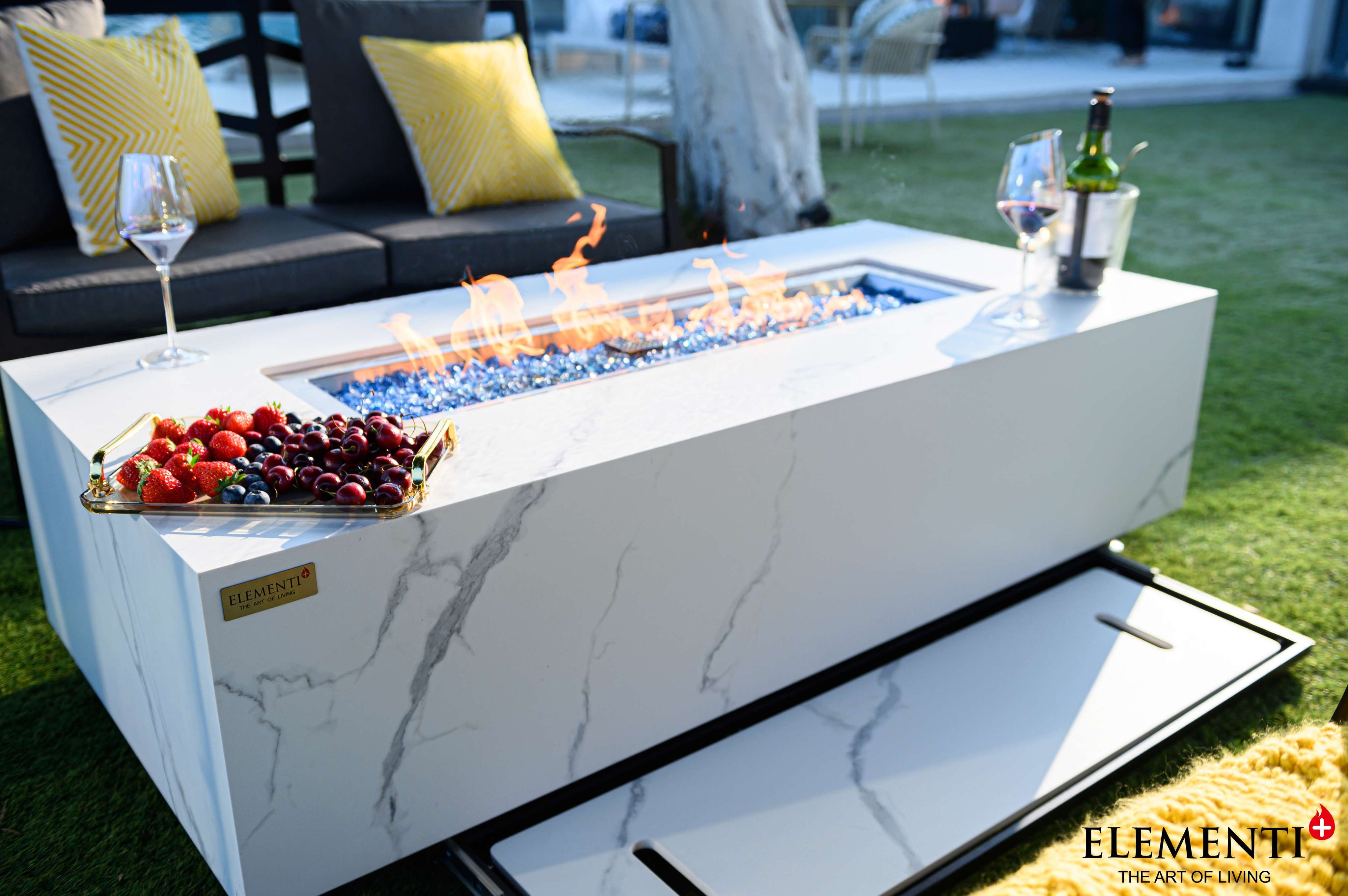 Elementi Plus Carrara Marble Pocelain Fire Table - Shop Now! — Backyard Oasis