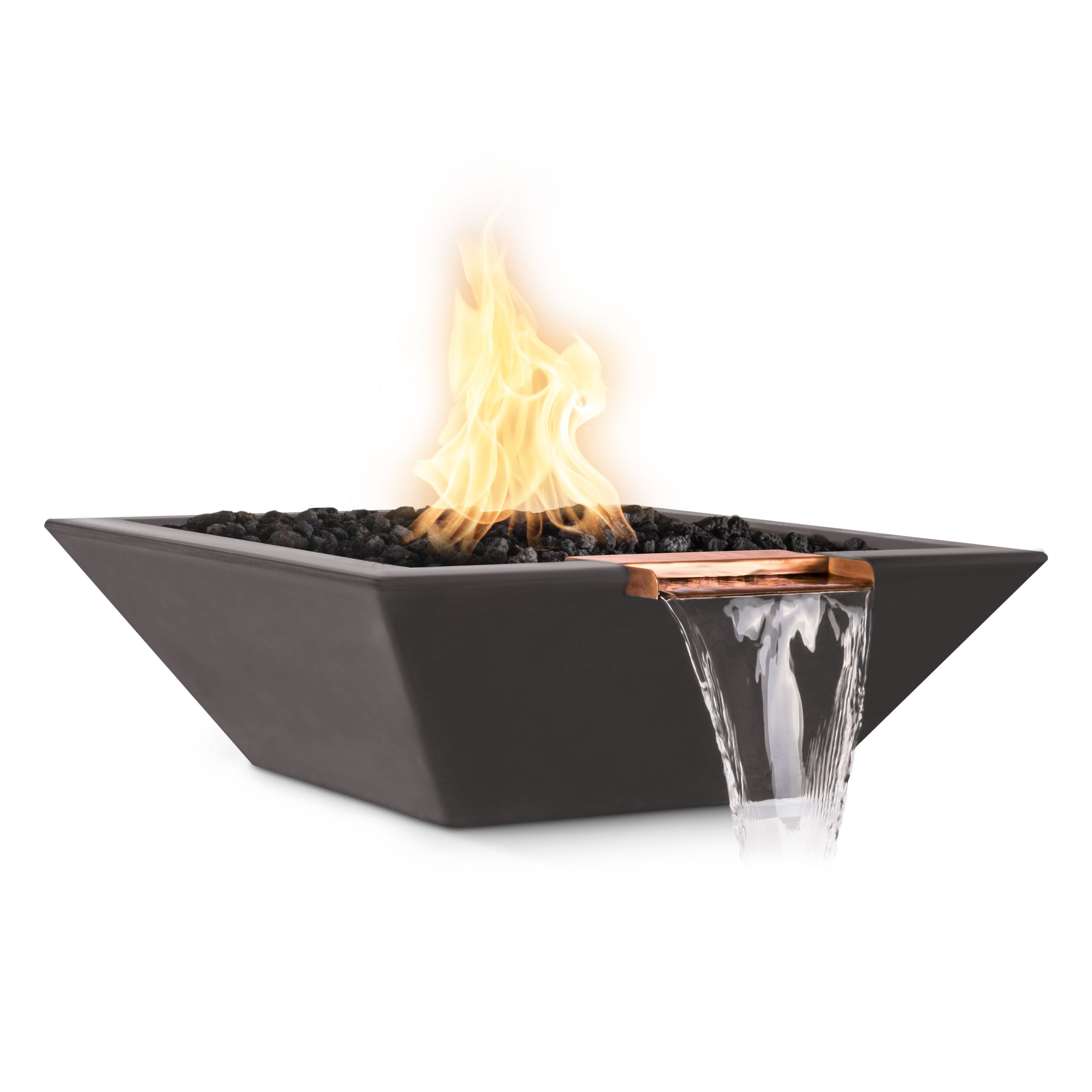 The Outdoor Plus Square Maya Fire & Water Bowl Chestnut GFRC Concrete ...