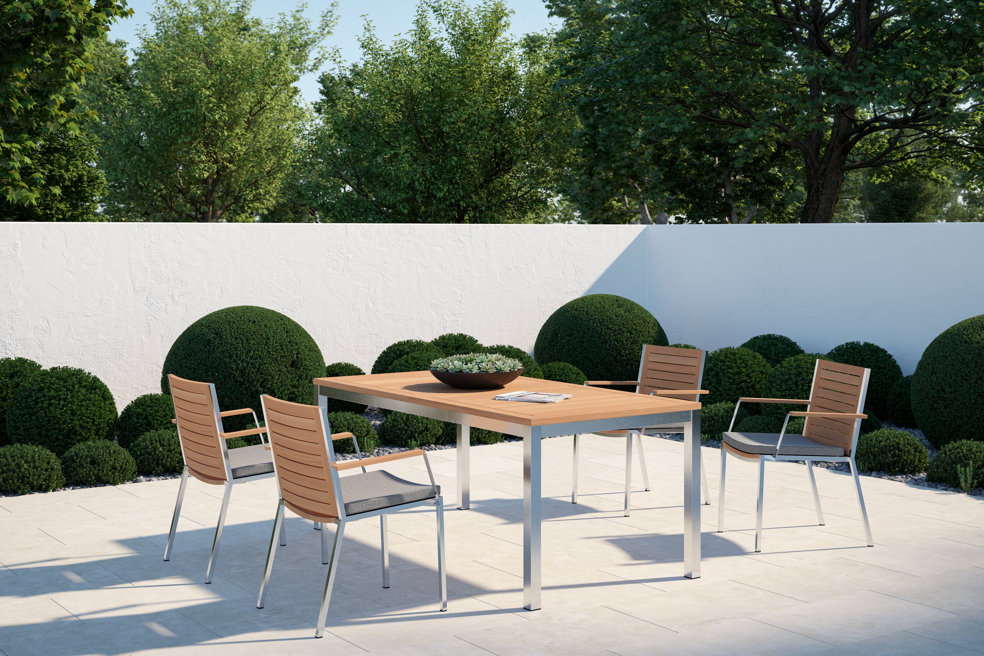 NewAge Monterey 5-Piece Dining Set - Elegant in Teak & Stainless Steel ...