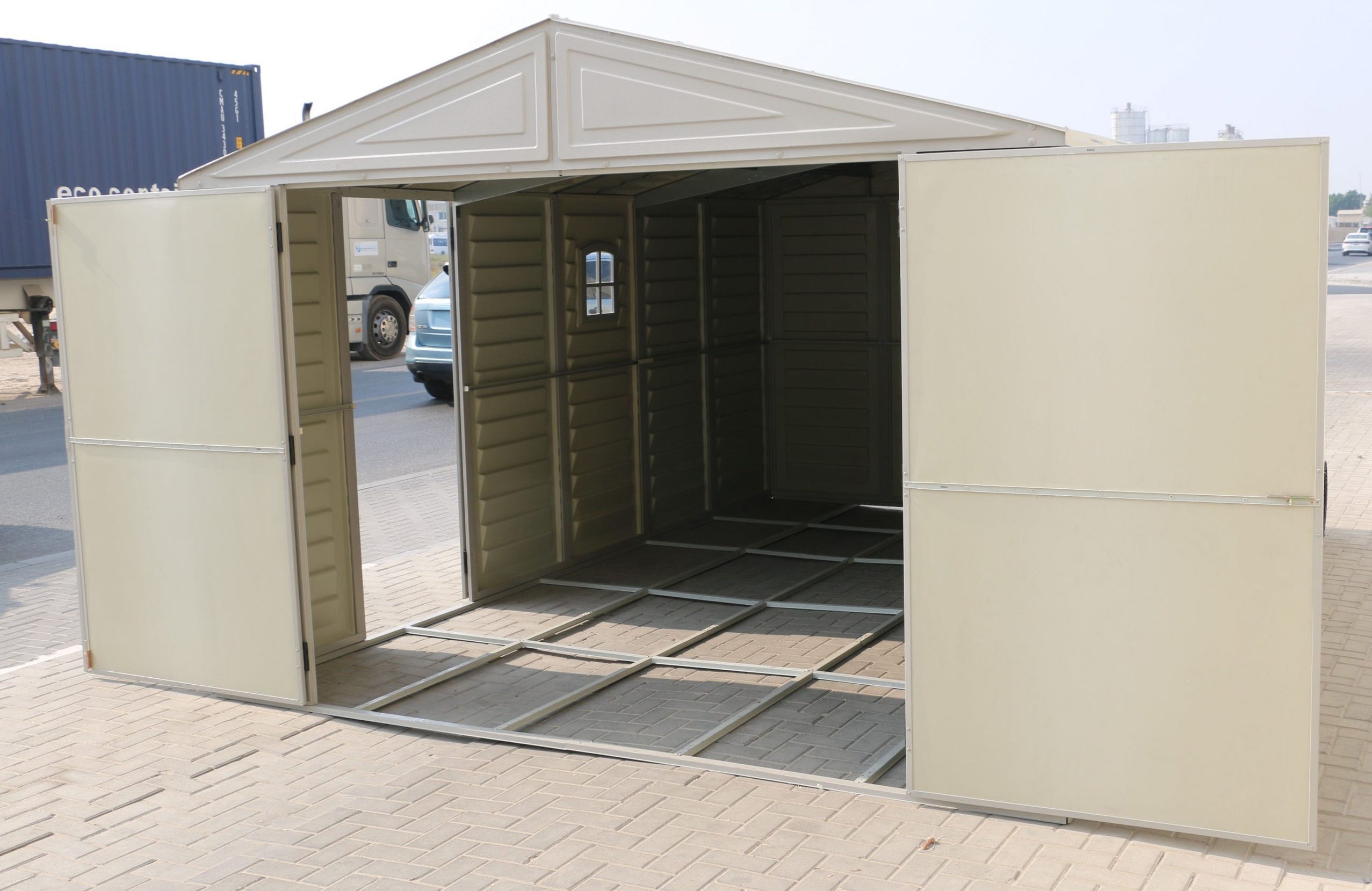 Duramax Outdoor Vinyl Garage 10 ft w/ Foundation Kit in Multiple Sizes ...