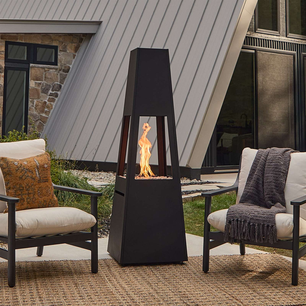 Real Flame Ferro Chiminea Fire Pit– Clean Heat for Patios and Decks ...