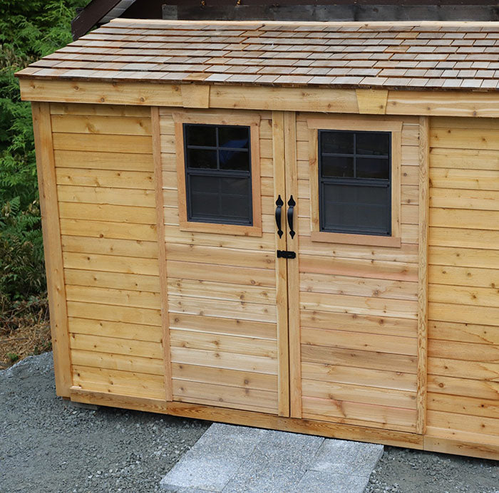 SpaceSaver Lean-To Storage Shed | 12x4 | Sliding Doors | Red Cedar ...