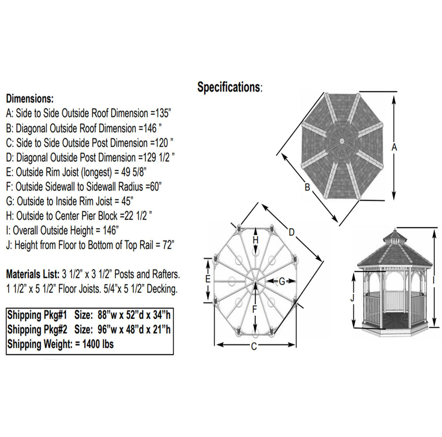 10' Bayside Panelized Octagon Gazebo | Made with Sourced Cedar ...