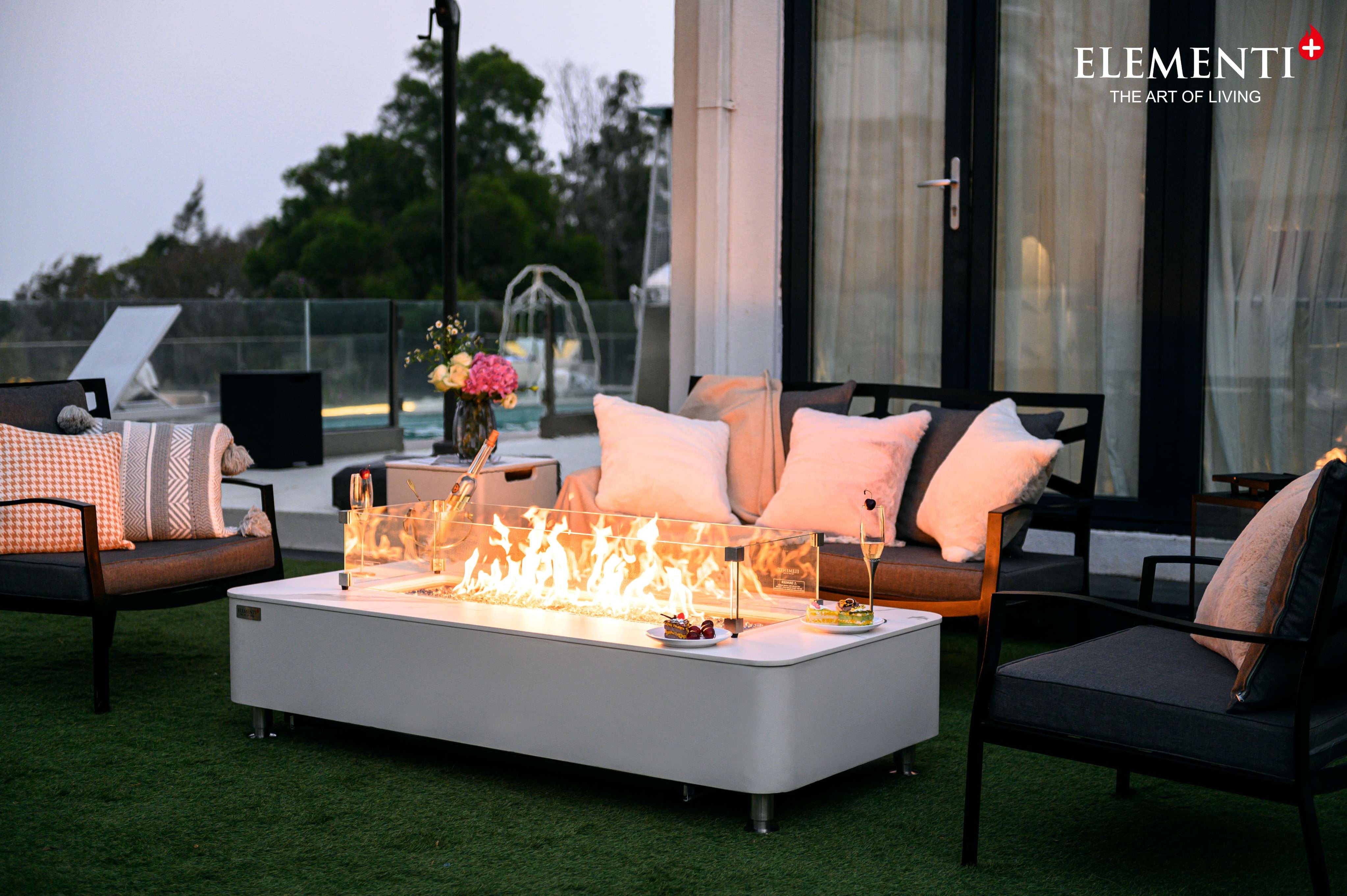 Elementi Plus Athens Rectangular Marble Fire Pit Table | Shop Now ...