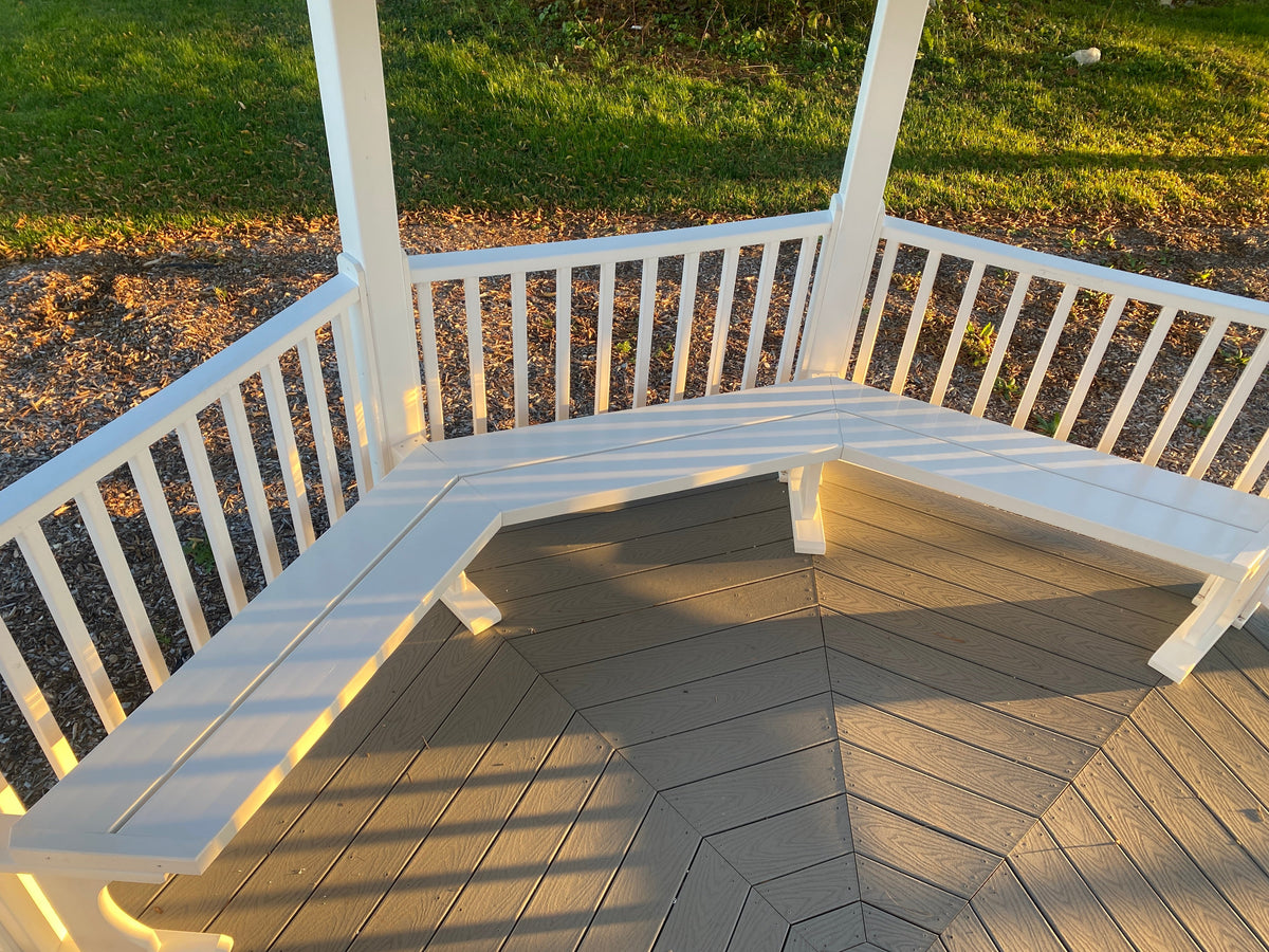 Amish Gazebos - 12' Vinyl Benches - Buy Online! — Backyard Oasis