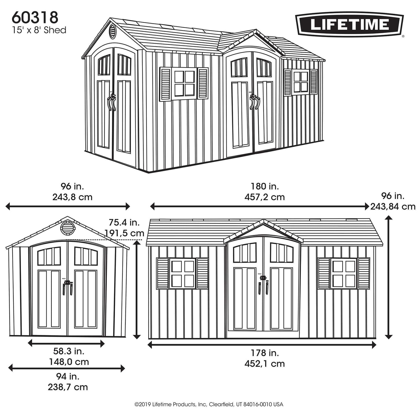 Lifetime 15x8 Outdoor Storage Shed - 60318 Spacious Storage Solution ...