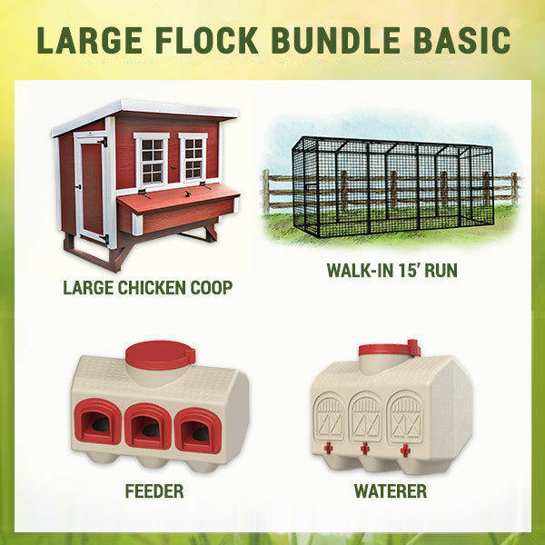 OverEZ Large Flock Bundle Basic - Coop, Run, Feeder & Waterer ...